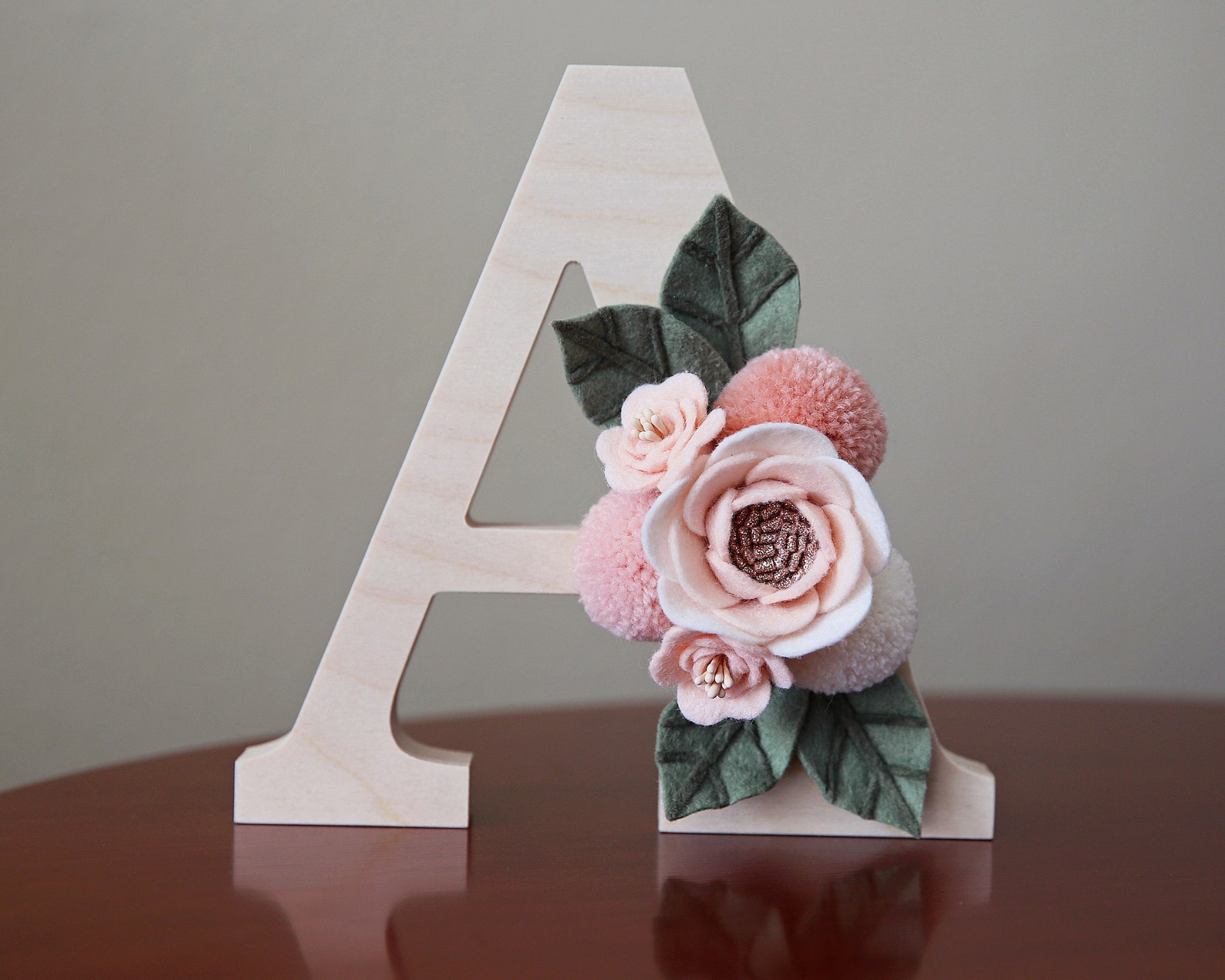 Wool & Wood Custom Letters Felt Flower Wooden Letters Floral - Etsy
