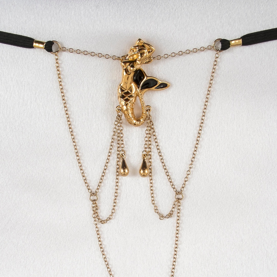 Women's Gold G-String Clitoral Labia Jewelry With Mermaid Seashell ...