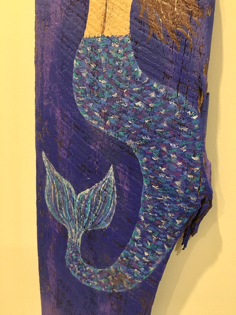 Mermaid Hand-painted on Reclaimed Wood Sign - Etsy