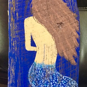 Mermaid Hand-painted on Reclaimed Wood Sign - Etsy