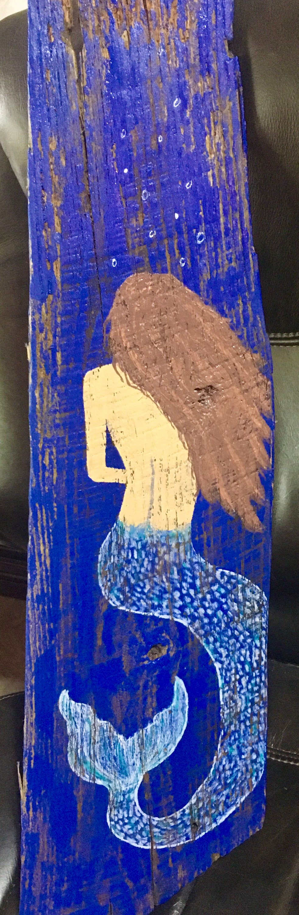 Mermaid hand-painted on Reclaimed wood sign | Etsy