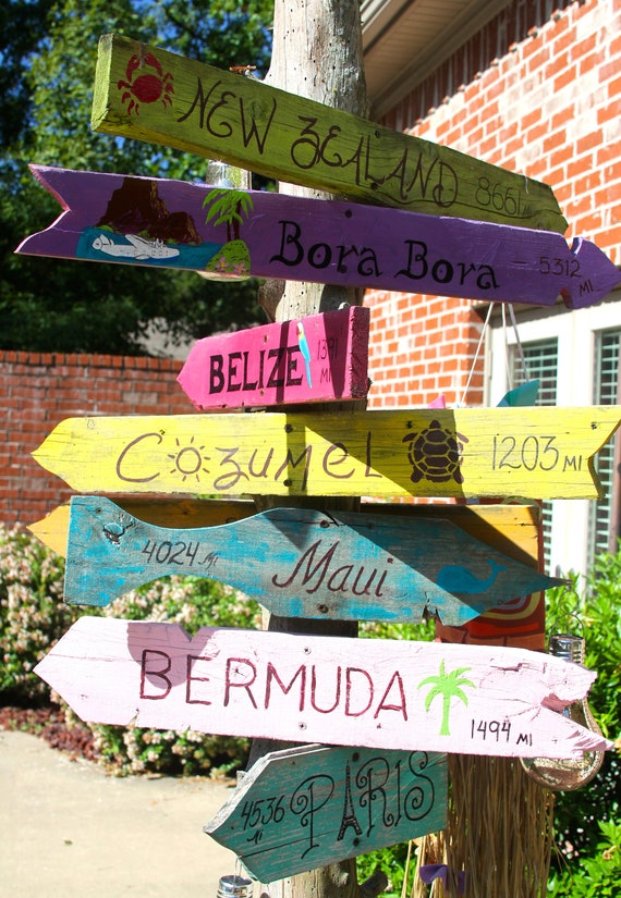 Custom hand-painted Destination wood signs for pool patio | Etsy