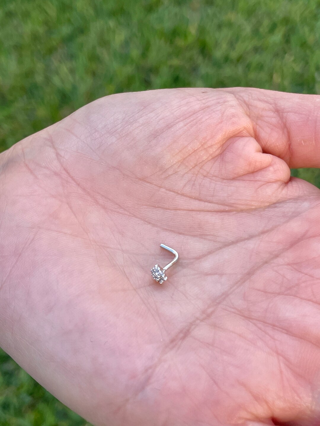 Flower Natural Diamond Nose Ring L Shape 14K Solid Gold 20 Gauge - Etsy