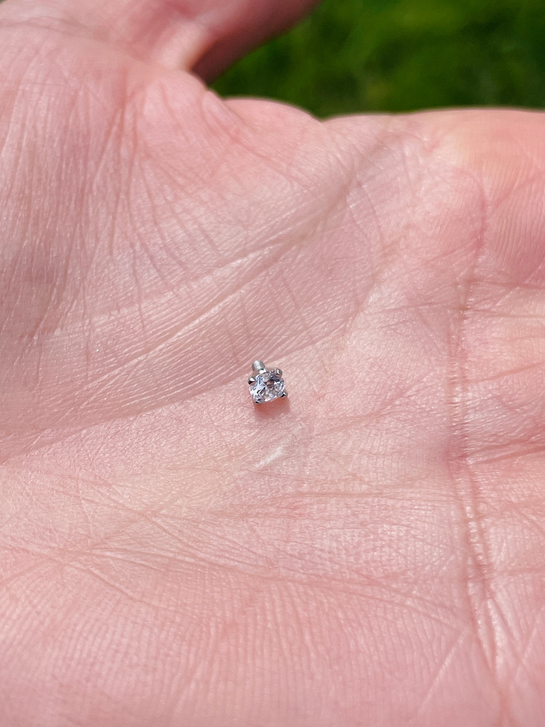 Dermal Top With 4mm Natural Diamond Labret Stud With 14K Solid Yellow ...