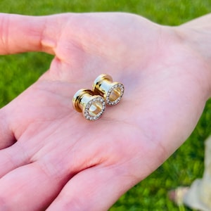 Ear Gauges 14k Solid Gold Ear Plugs Double Flared Screw Fit Flesh ...