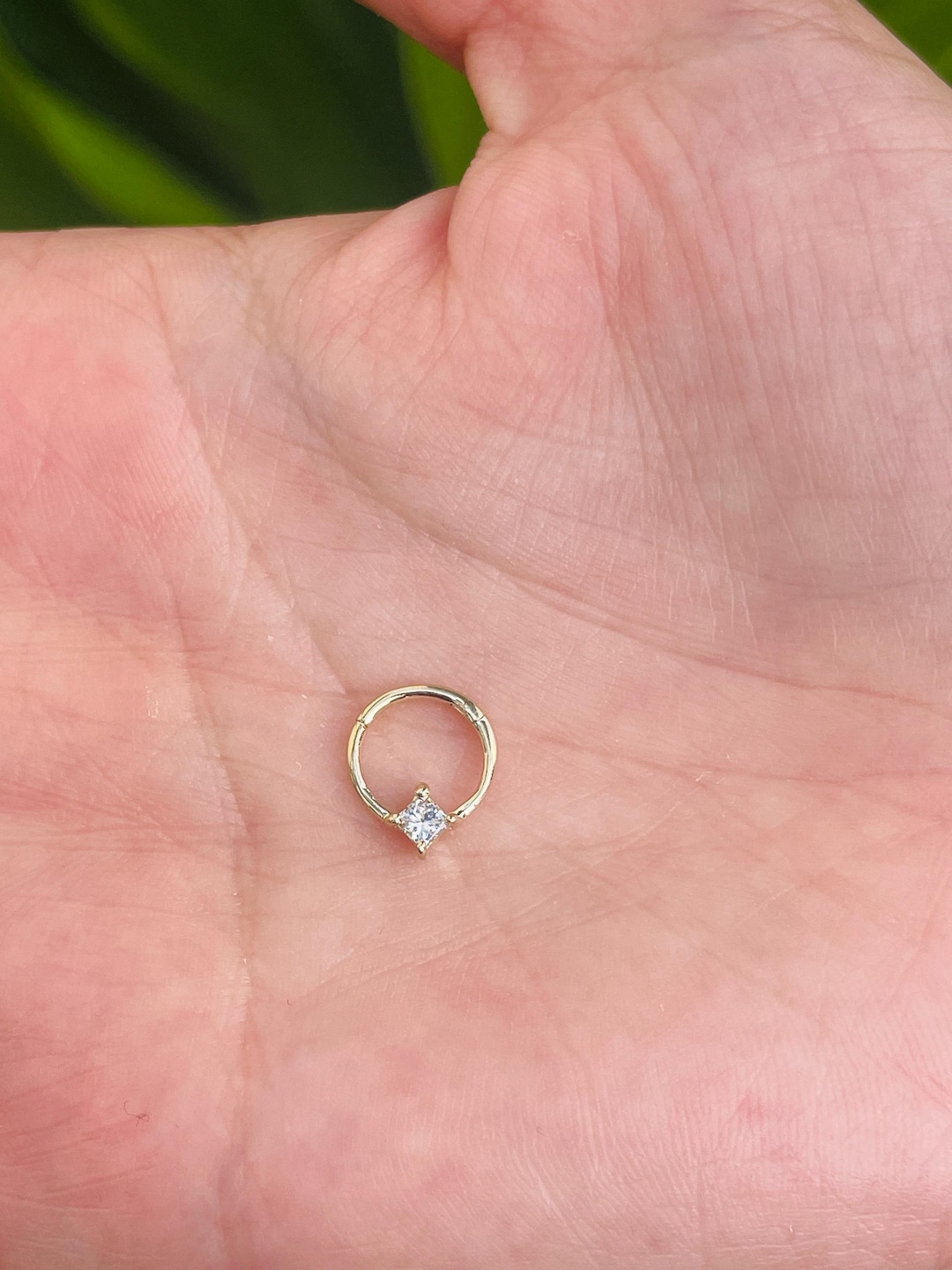 Princess Cut Hinged Seam Ring Hoop Septum Clicker Daith Helix Conch ...