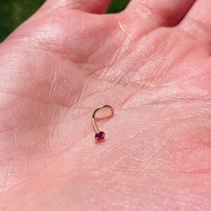 Nose Ring Screw 20g 3mm Natural Genuine Red Ruby 14K Solid Yellow Gold ...