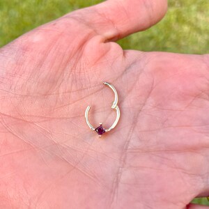 Square Red Genuine Ruby Hinged Nose Ring Septum Clicker Daith Helix ...