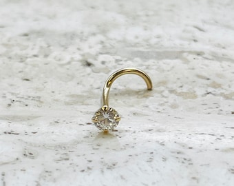 14K Solid Rose Gold Labret Style Nose Ring Monroe Stud Threadless Push ...