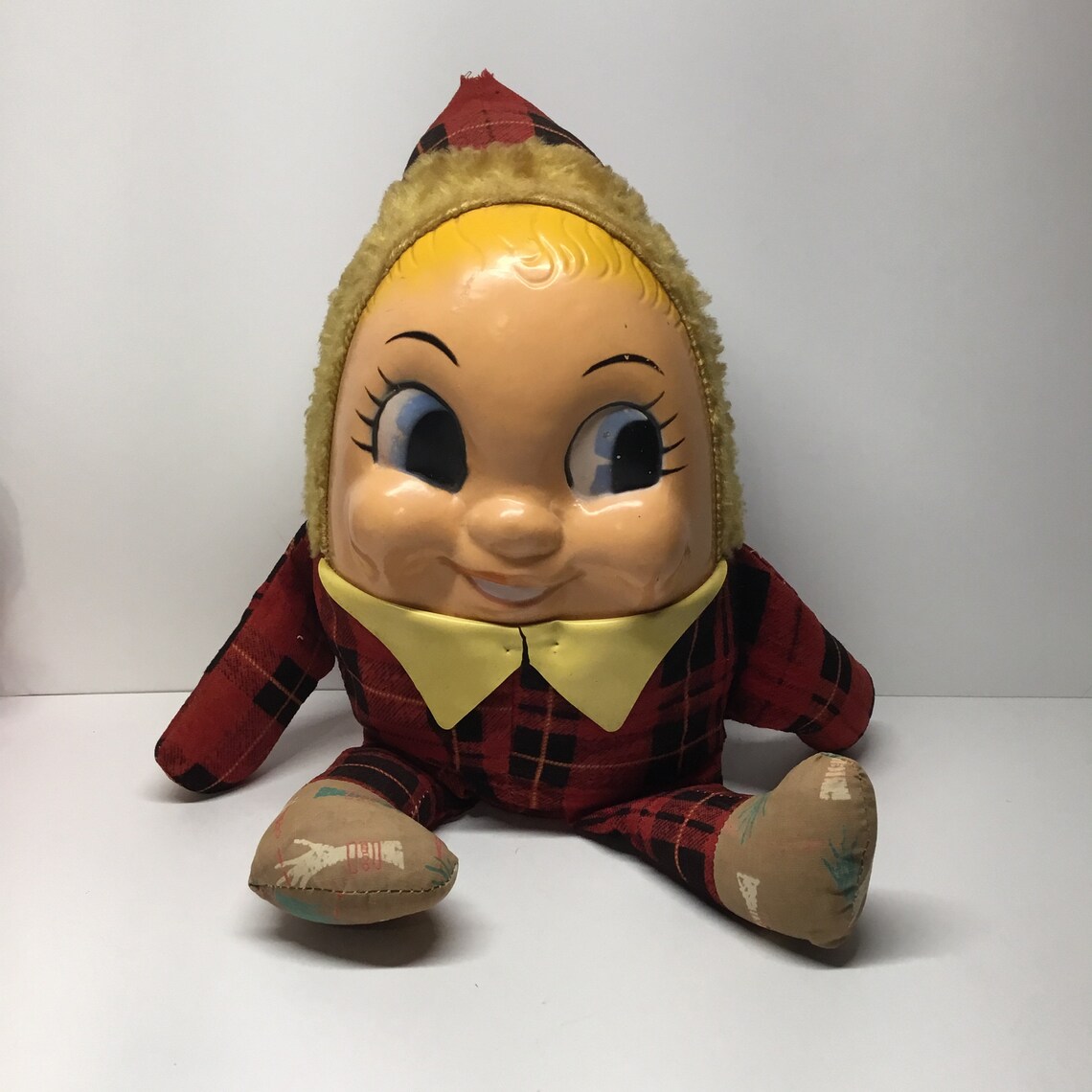 Vintage Humpty Dumpty stuffed doll with plastic face | Etsy