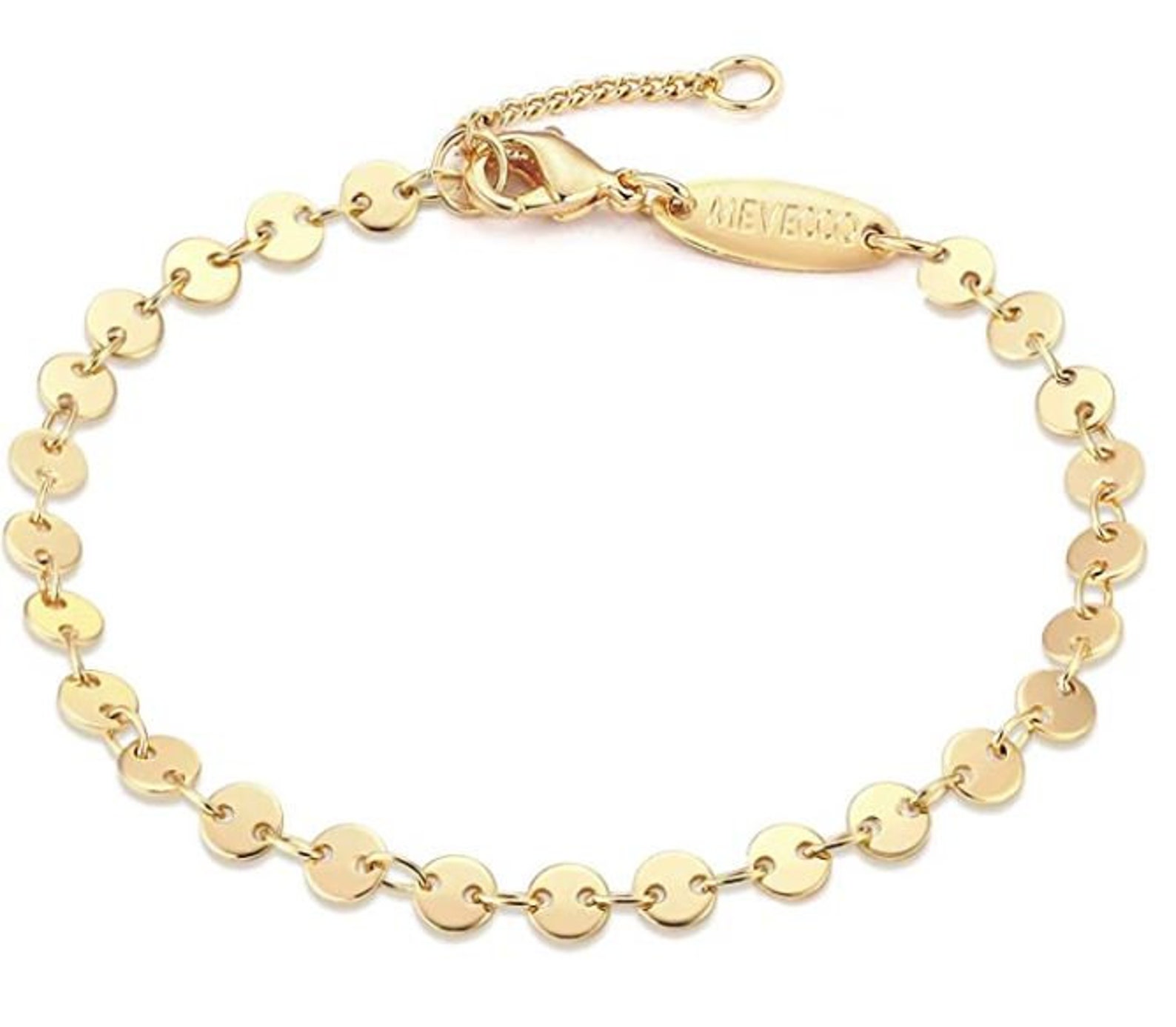 Handmade 14 Gold Tiny Coin Chain Bracelet,14 K Gold Plated Coin, Link ...