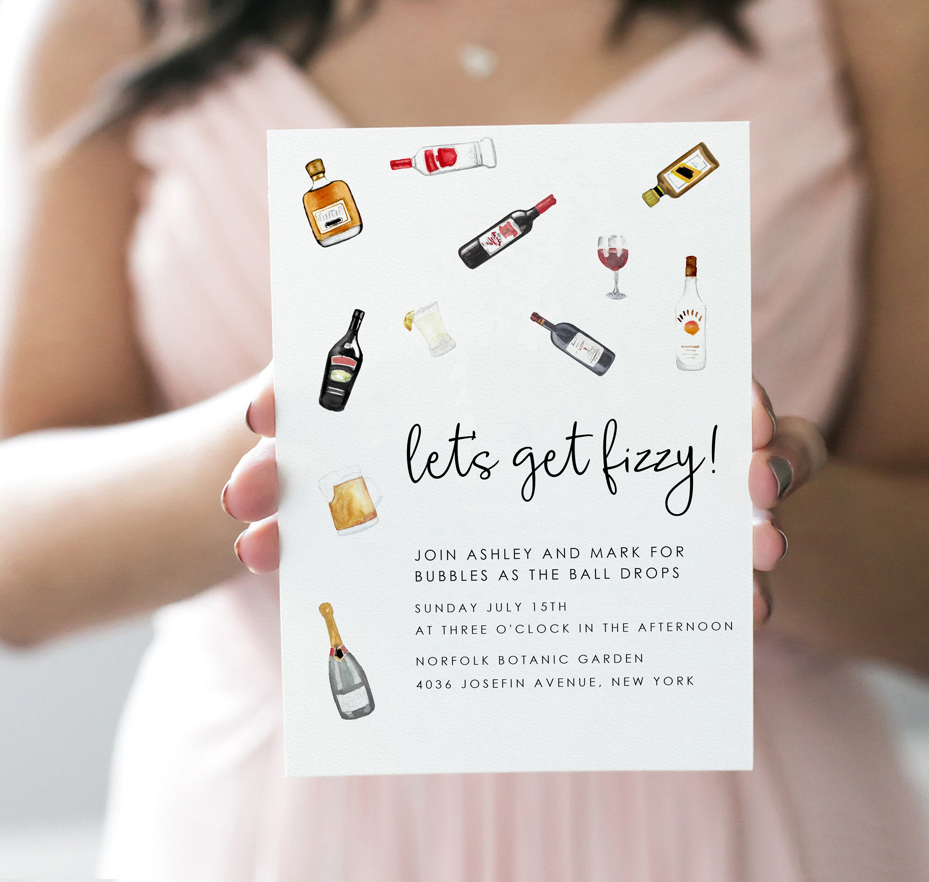 Let's Get Fizzy Invite, Stock the Bar Invitation, Printable Couples ...