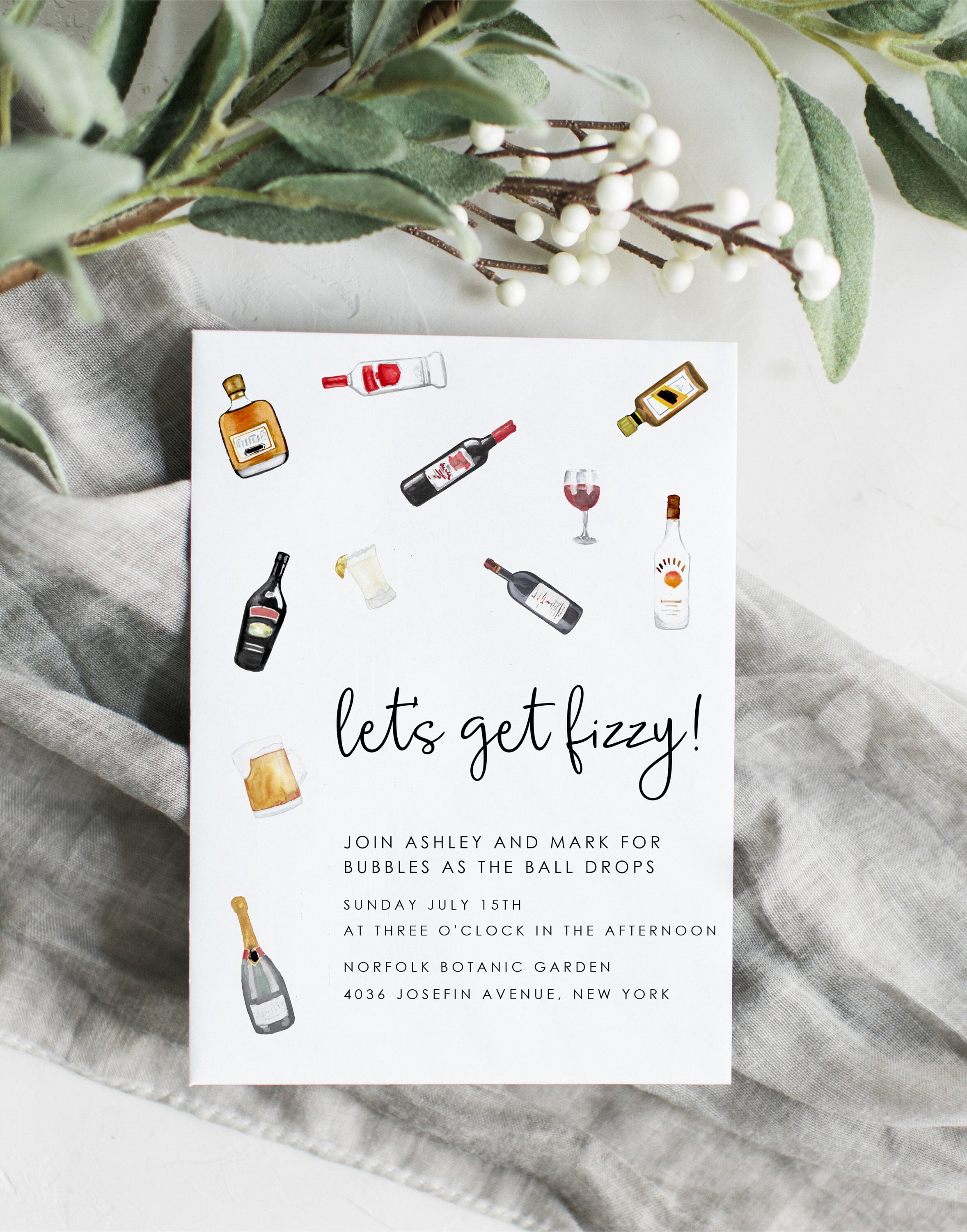 Let's Get Fizzy Invite Stock the Bar Invitation - Etsy