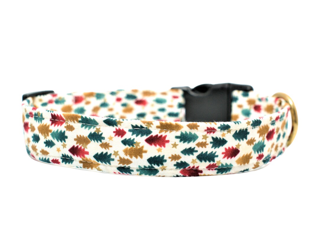 Tossed Pine Tree Dog Collar Christmas Cat Collars 100% Cotton Fabric ...