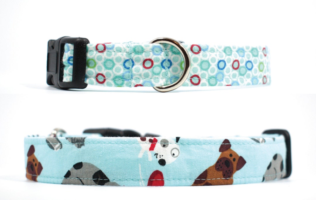 Baby Blue Dog Collars | 100% Cotton Woven Fabric Collars -- "bubbles ...