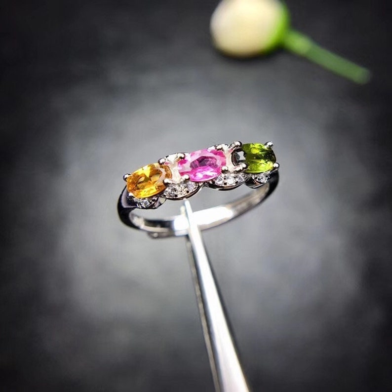Handcrafted Ring October Tourmaline Ring October Birthstone Pure Silver ...