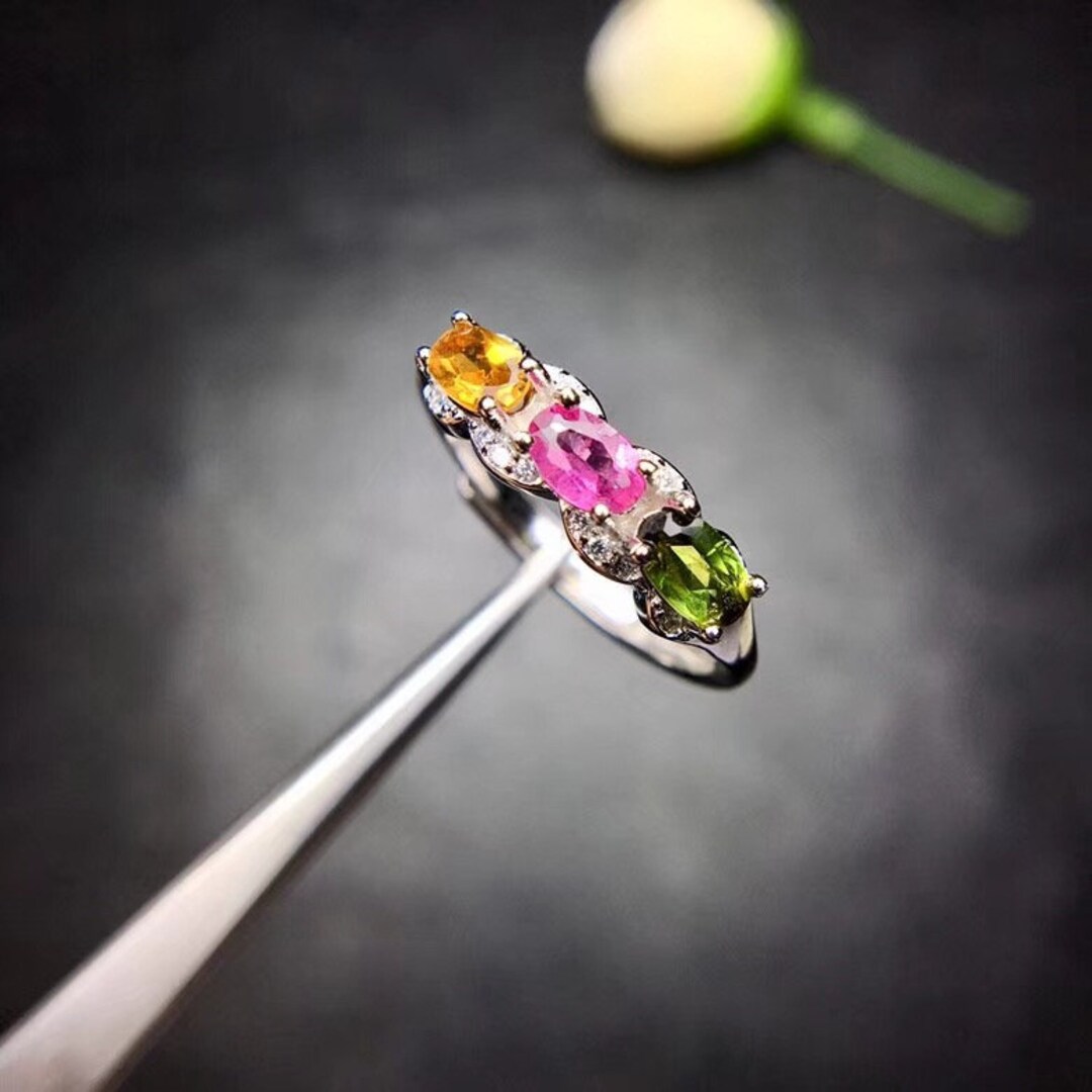 Handcrafted Ring October Tourmaline Ring October Birthstone Pure Silver ...