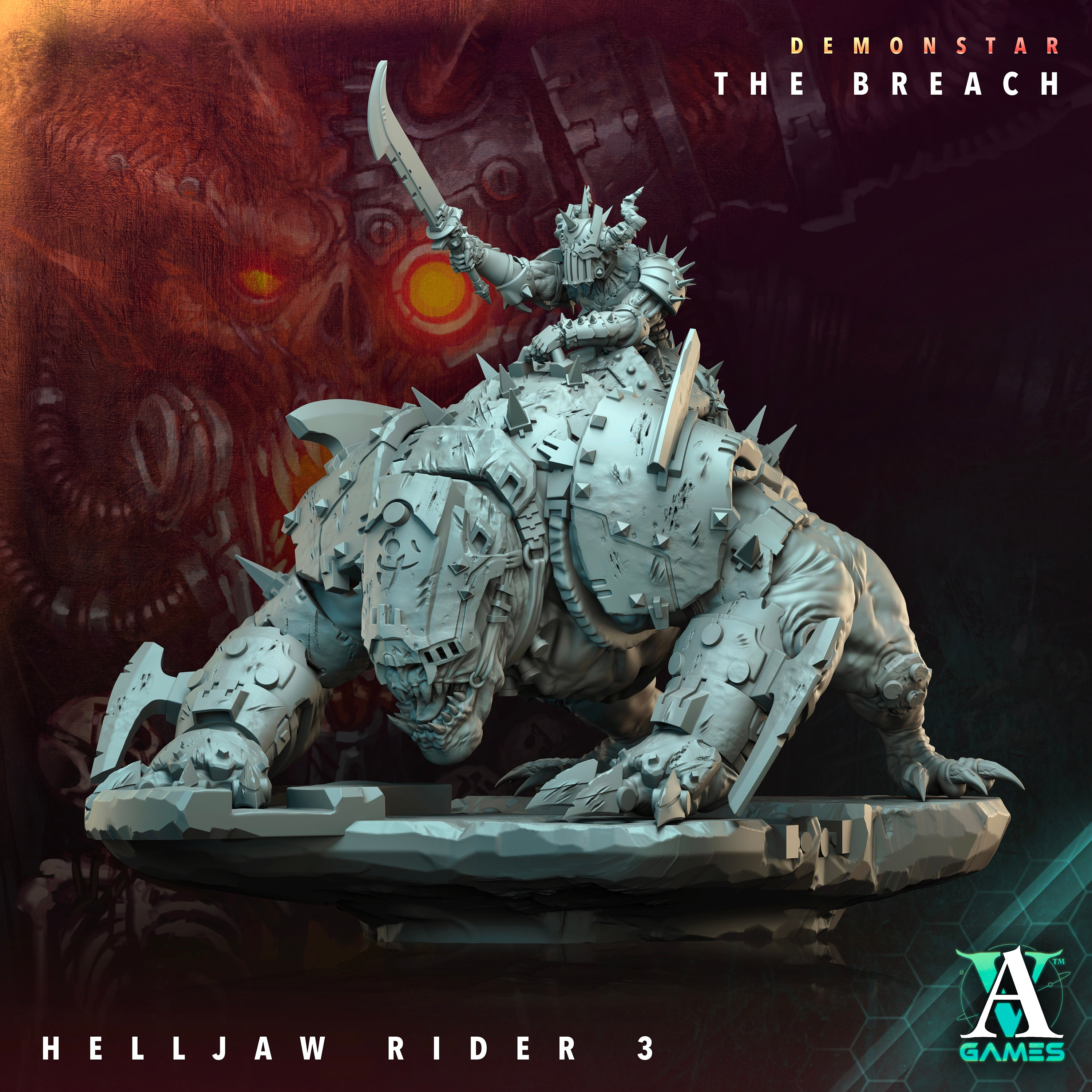Helljaw Rider - Demonstar - the Breach- Miniatures-archvillain Games - Etsy