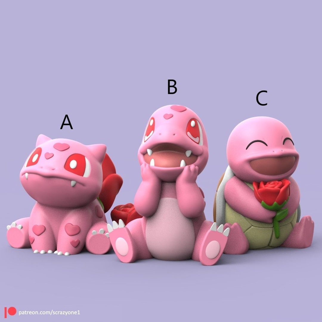 Valentine Mother's Day Kanto Starters Decor - Bulbasaur Charmander ...