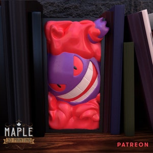 Colorful 3D Printed Gengar Book Nook | Desk Decoration Gift | High ...