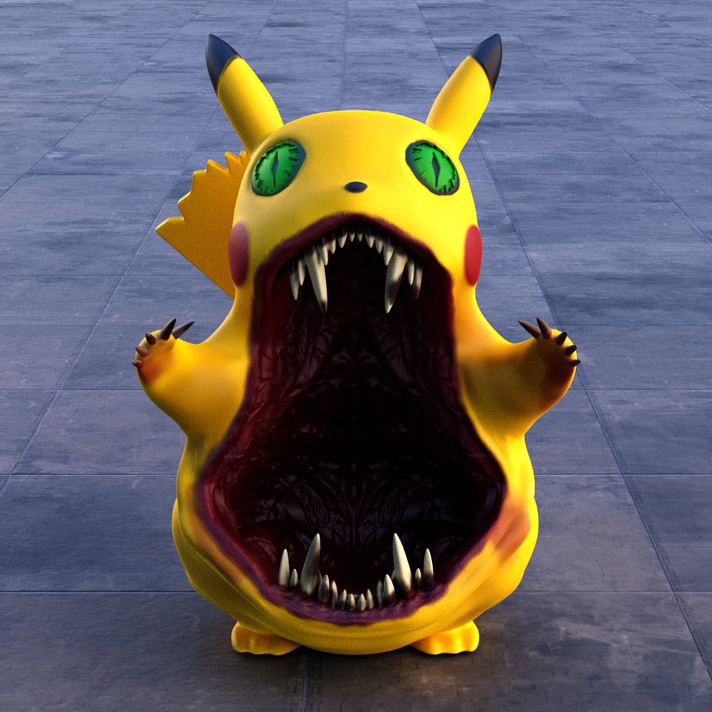 Resin 3D Printed Monster Pikachu Desk Decoration - Perfect Gift for ...