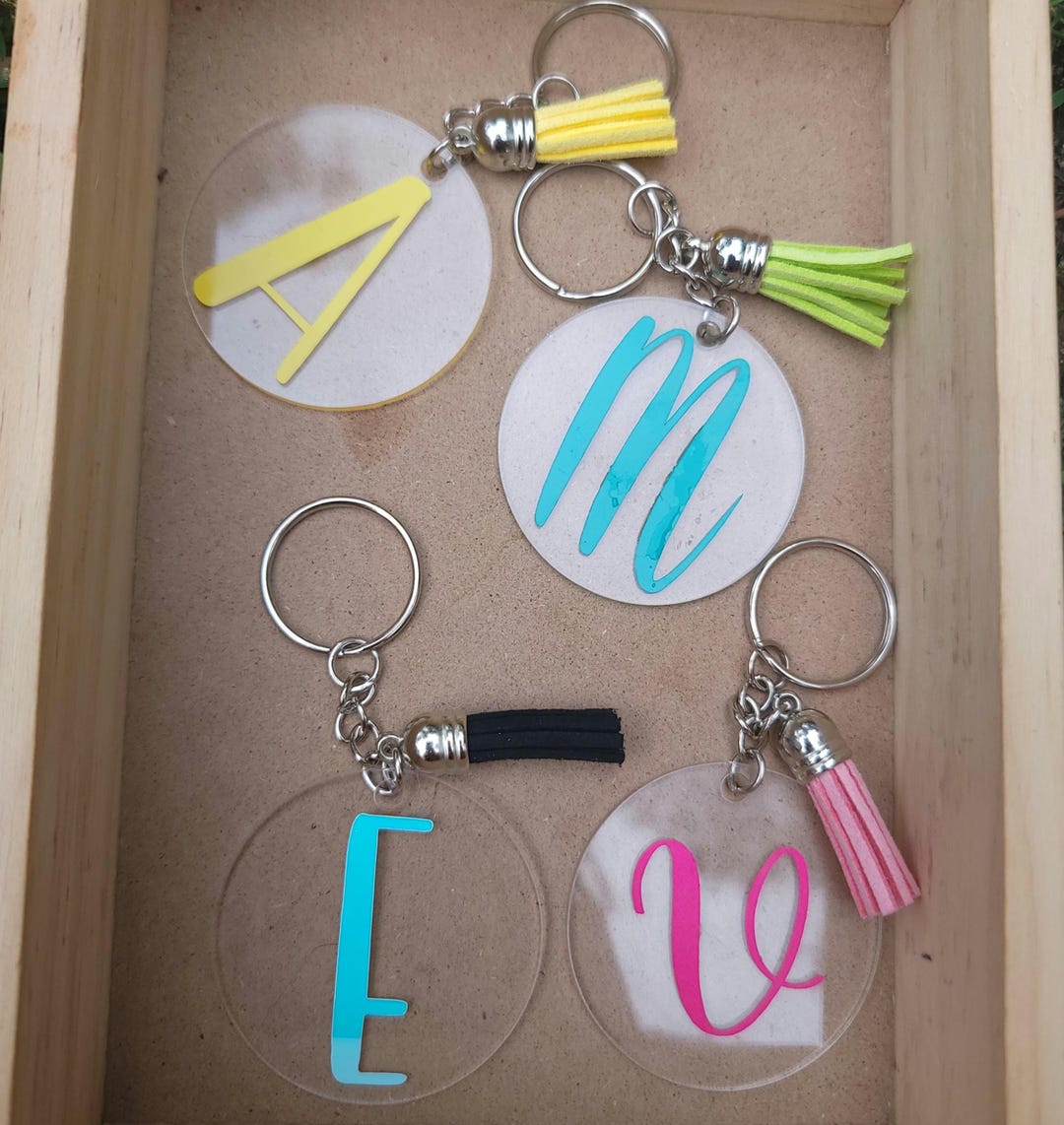 Personalized Keychain, Initial Keychain, Acrylic Circle Keychain ...