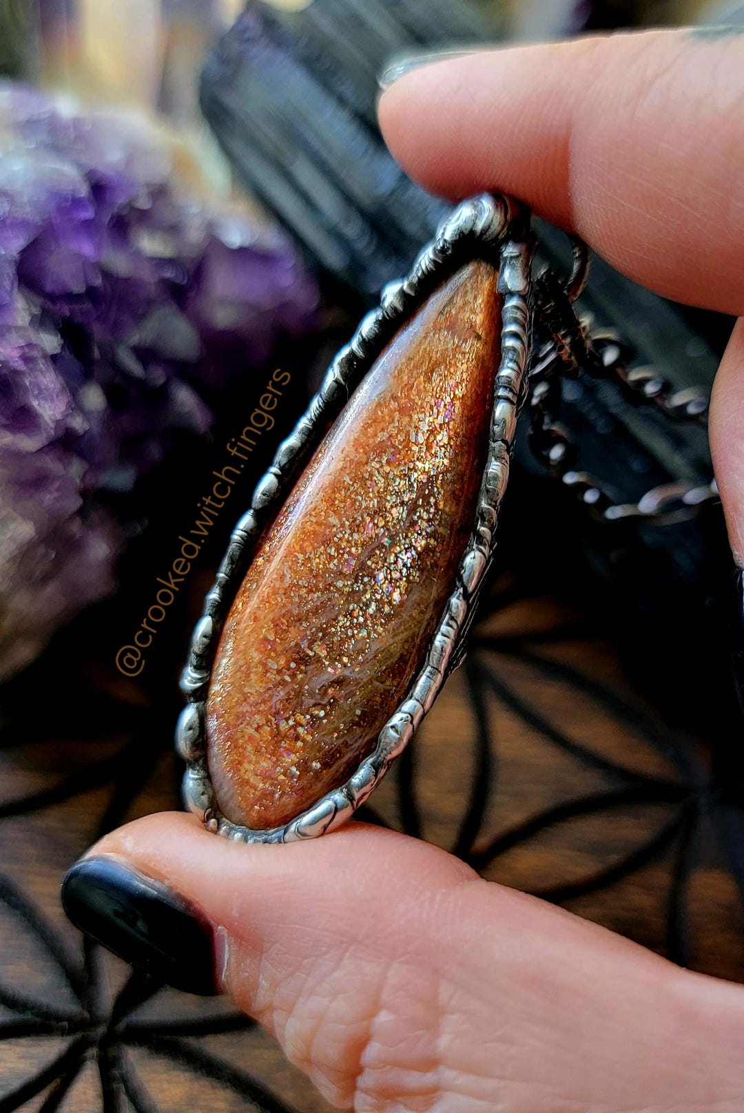 Glittery Flashy Confetti Sunstone Amulet Tiffany Technique Goddess ...