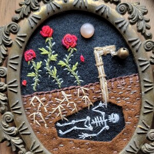 SAFETY COFFIN Embroidery in an Antique Brass Frame - Etsy