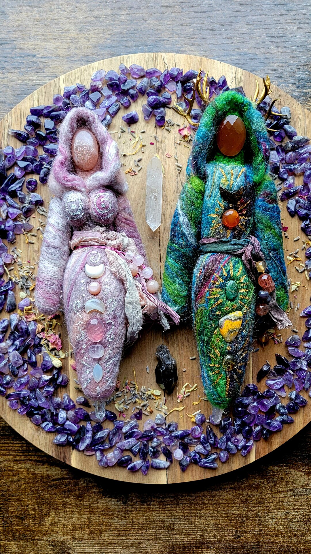 Moon Goddess and the Sun God Totem Dyad Horned God Green Man Couple ...