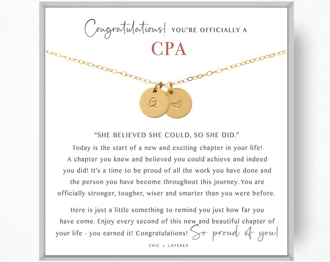CPA Graduation Gift Necklace • CPA Student Gift • Certified Public ...