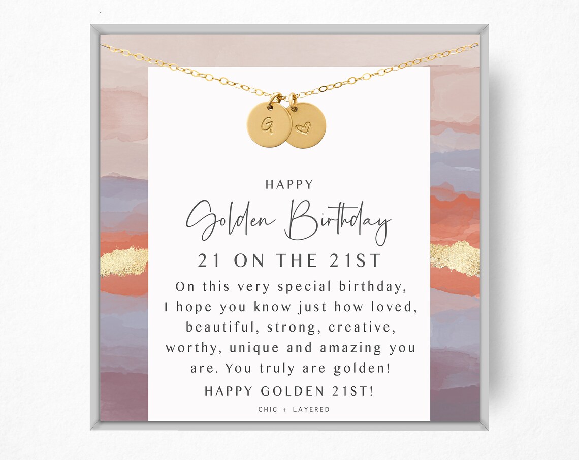 21st Golden Birthday Gift Necklace Happy Golden Birthday | Etsy