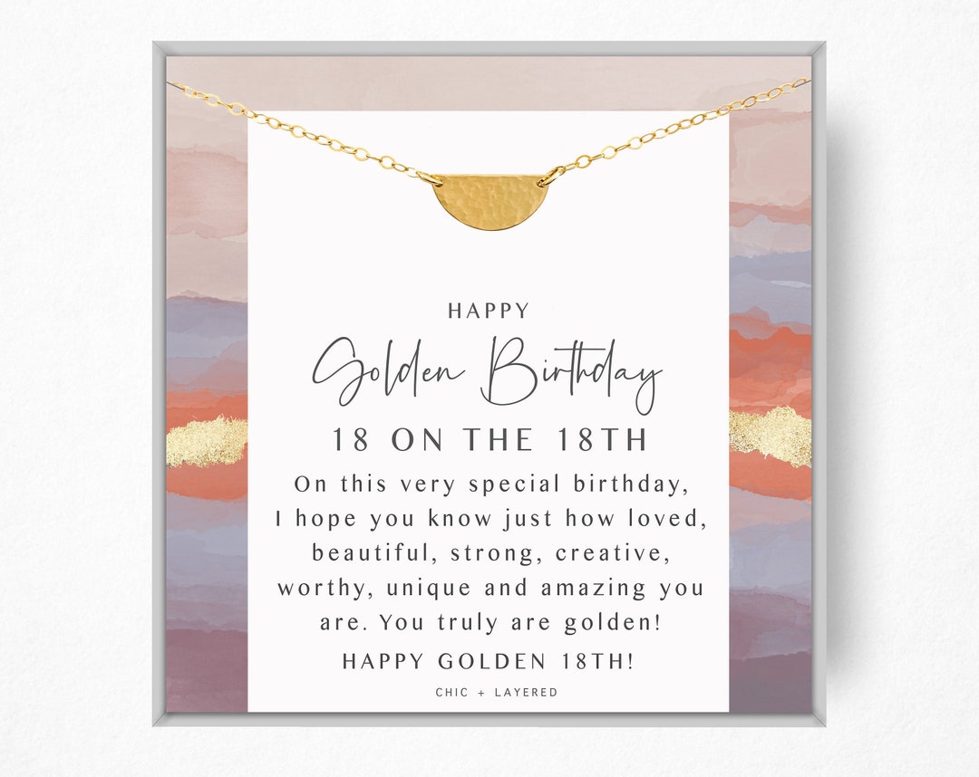 18th Golden Birthday Gift Necklace • Happy Golden Birthday • 18th ...