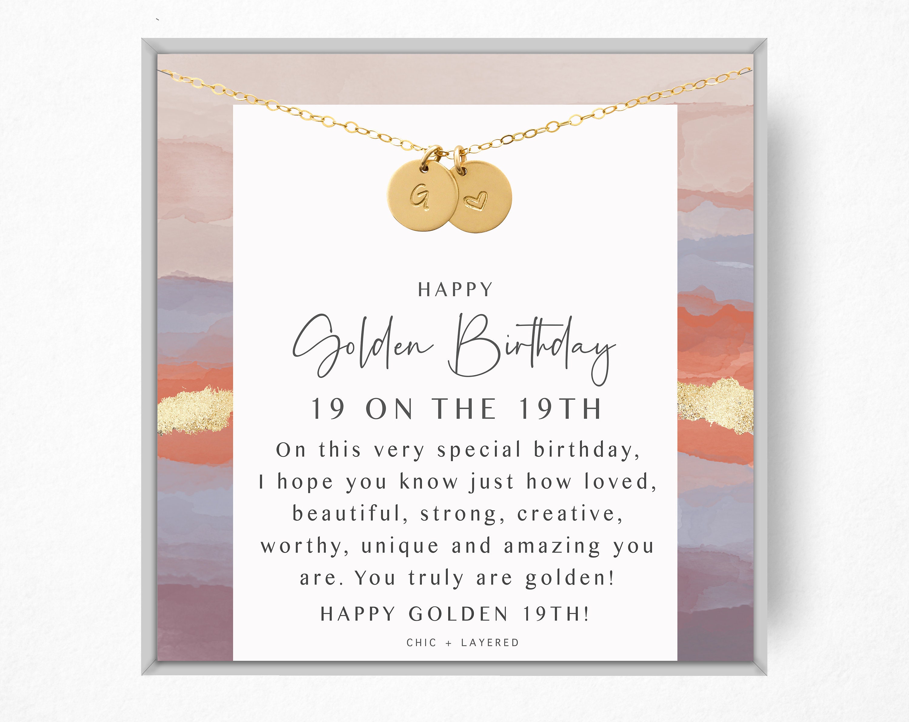 19th Golden Birthday Gift Necklace Happy Golden Birthday - Etsy
