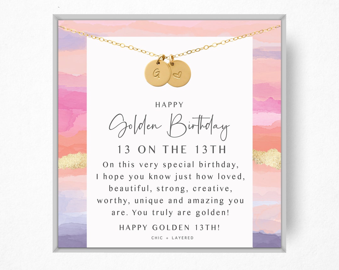 13th Golden Birthday Gift Necklace • Happy Golden Birthday • Birthday ...