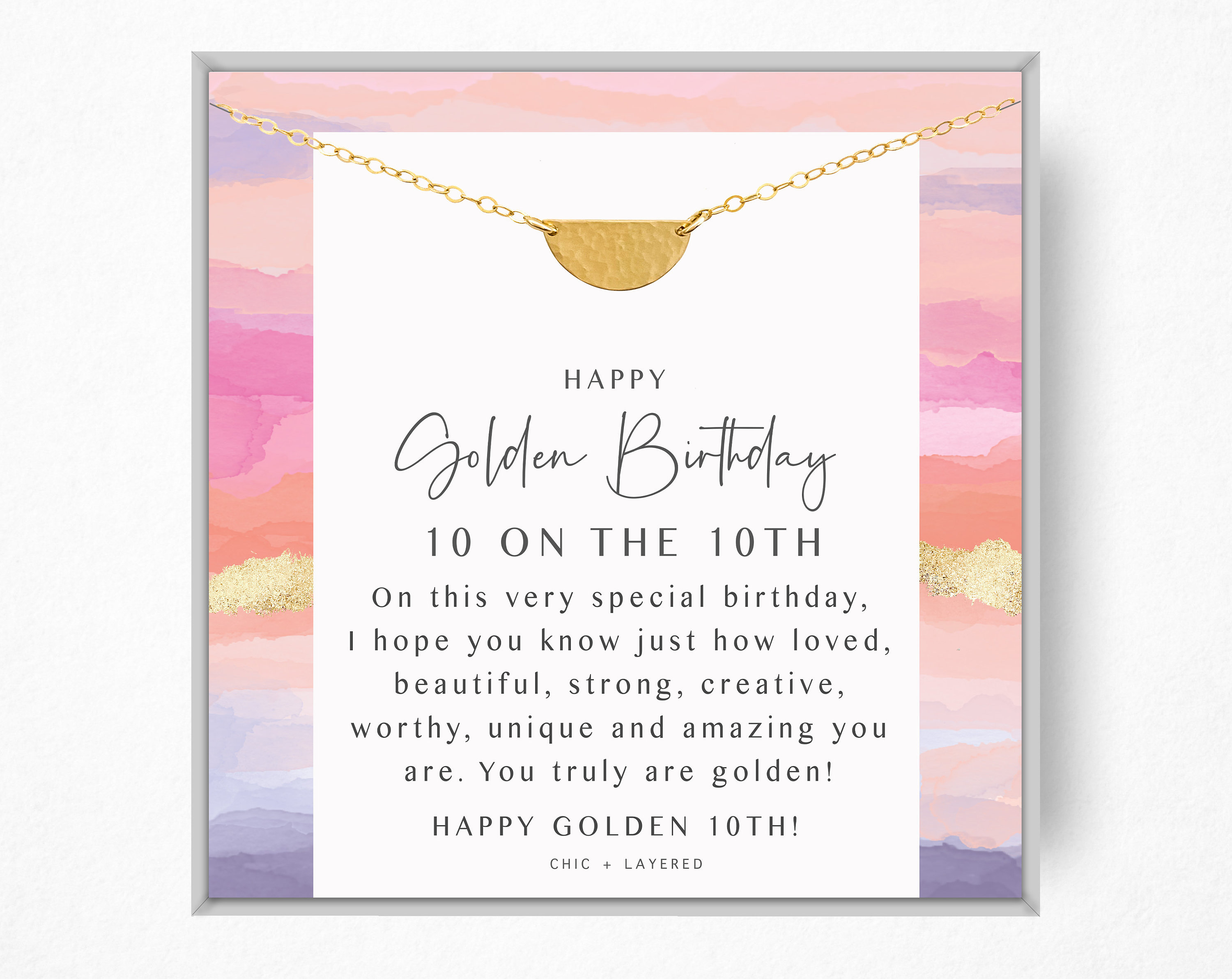 10th Golden Birthday Gift Necklace Happy Golden Birthday | Etsy