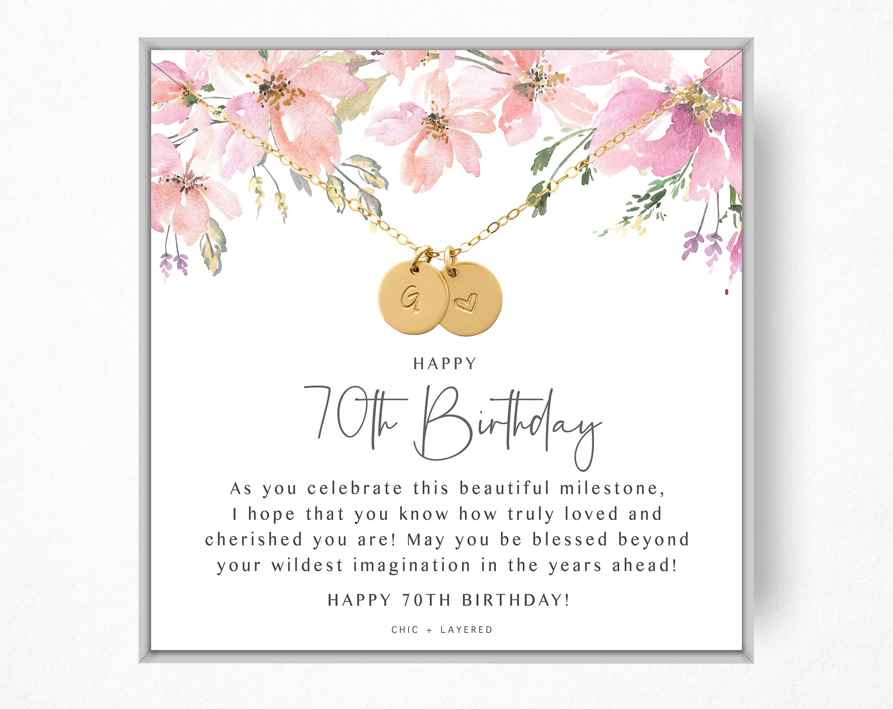 70th Birthday Gift Necklace Birthday Gift for 50 Year Old | Etsy