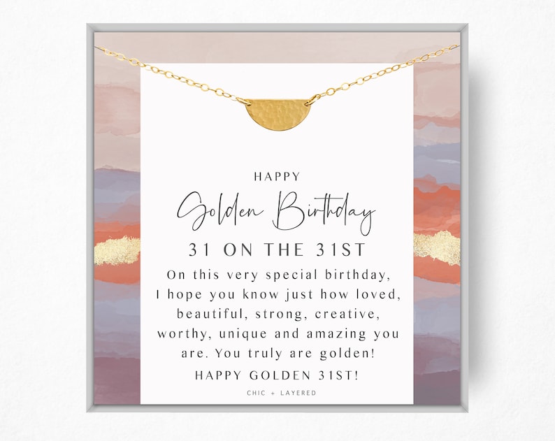 31st Golden Birthday Gift Necklace Happy Golden Birthday - Etsy