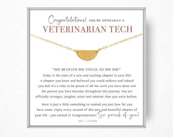Veterinarian Tech Graduation Gift Necklace Vet Technician - Etsy