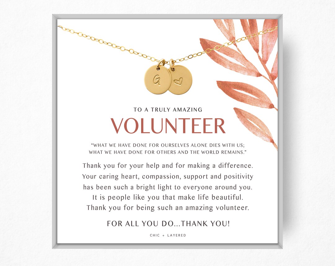 Volunteer Appreciation Gift Necklace • Volunteer Gift • Gift for ...