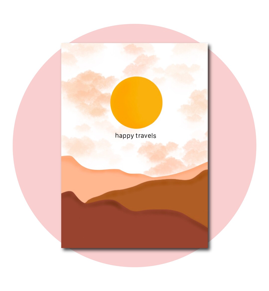 Happy Travels Greeting Card | 5x7 Instant Digital Download | Printable ...