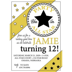 Party Like an All Star Invitation | 5x7 Digital Download Template ...