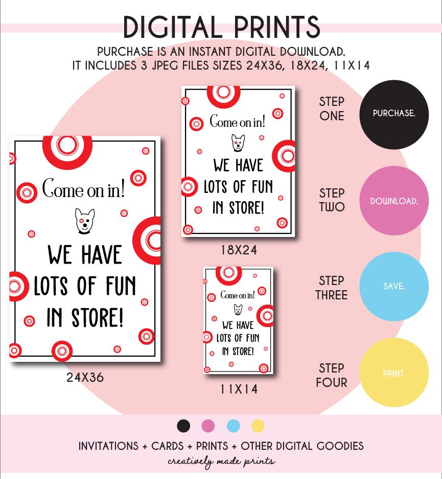 Bullseye Welcome Party Sign | Instant Digital Download | 11x17, 18x24 ...
