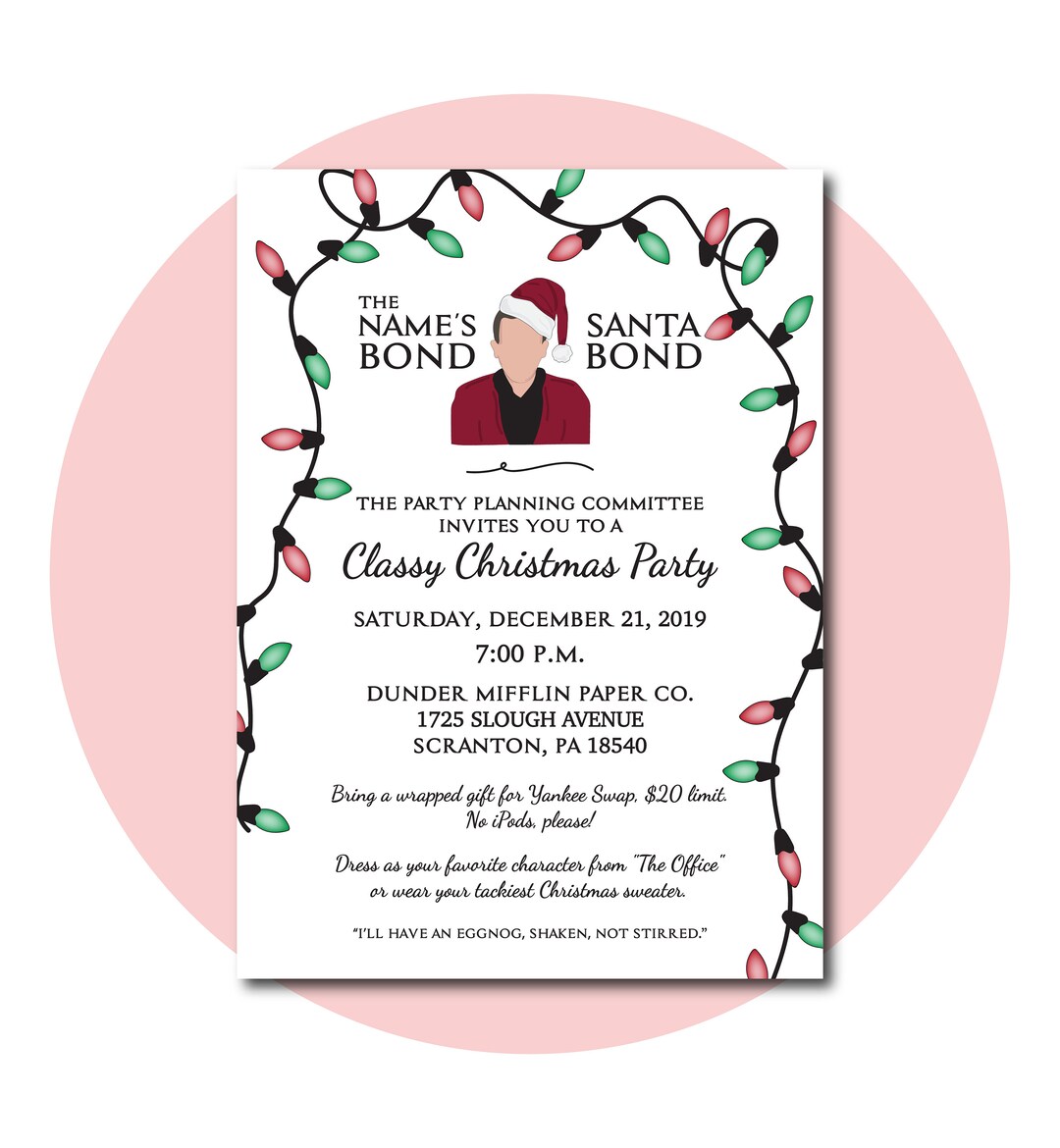 The Name's Bond, Santa Bond | Holiday Party Invitation | 5X7 Digital ...
