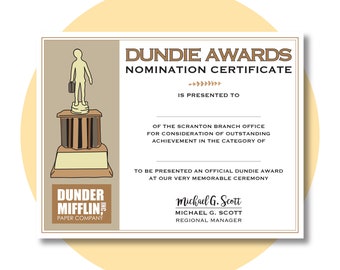 8.5x11 Dundie Award digital File - Etsy