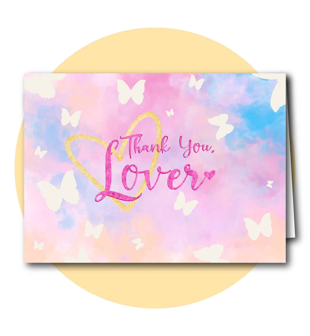 Thank You, Lover Card Thank You Card 5x7 Instant Digital Download PDF ...