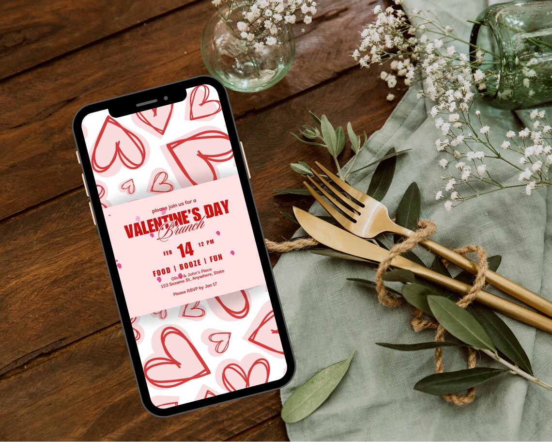 Animated Valentine's Day Brunch Invitation | Editable Canva Galentine's ...