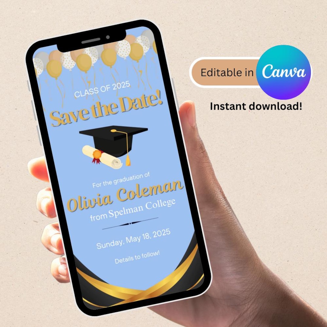 Animated HBCU Graduation Invitation | Editable Canva Template | Digital ...