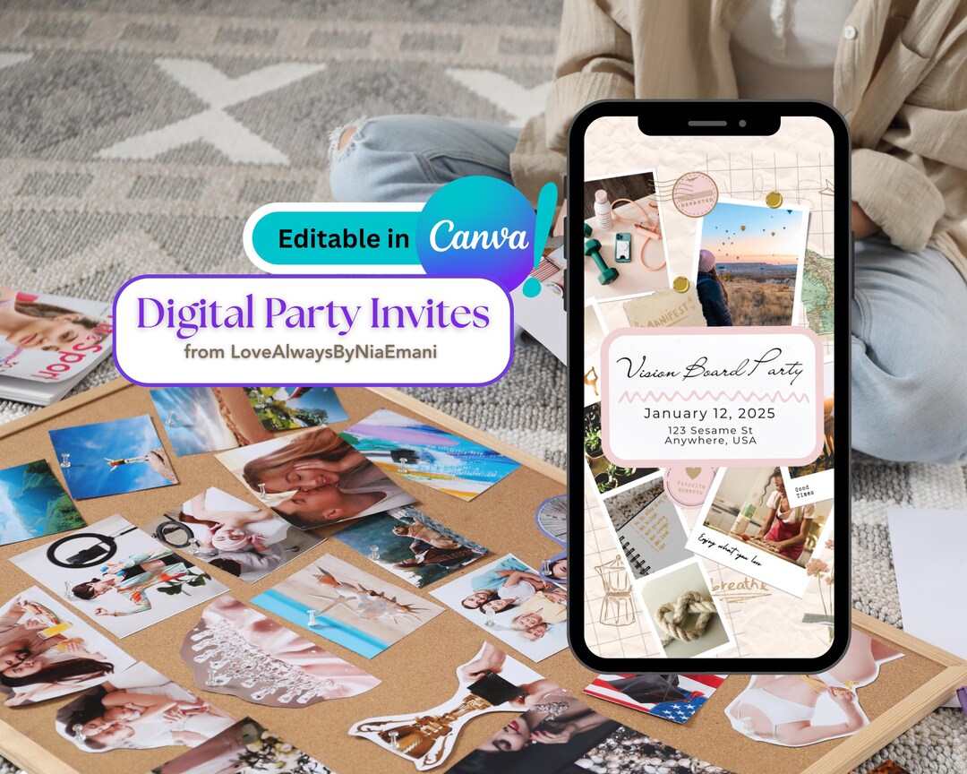 Animated Vision Board Party Invitation: Passport Style Editable Canva ...