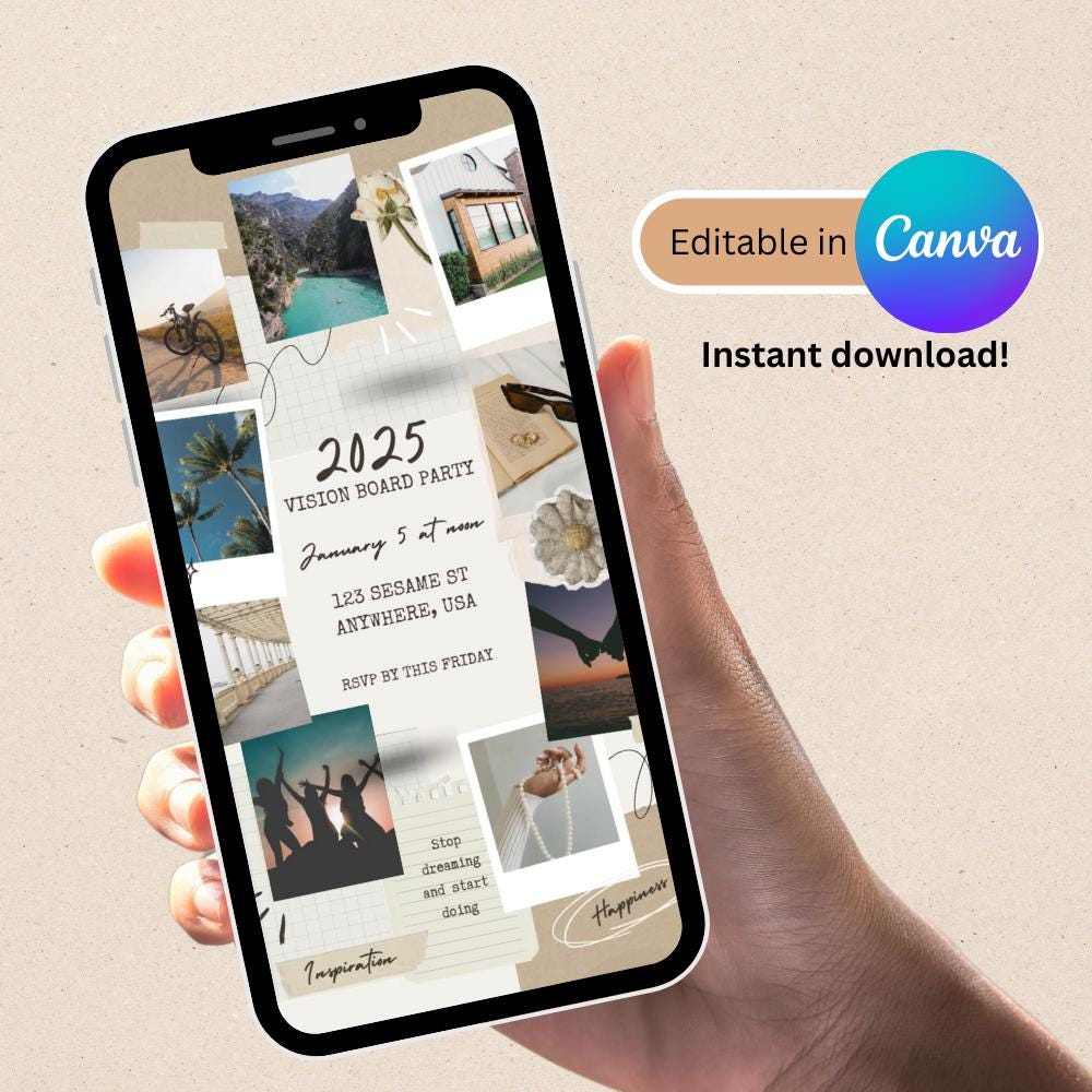 Animated Vision Board Invitation | Editable Canva Template | Digital ...