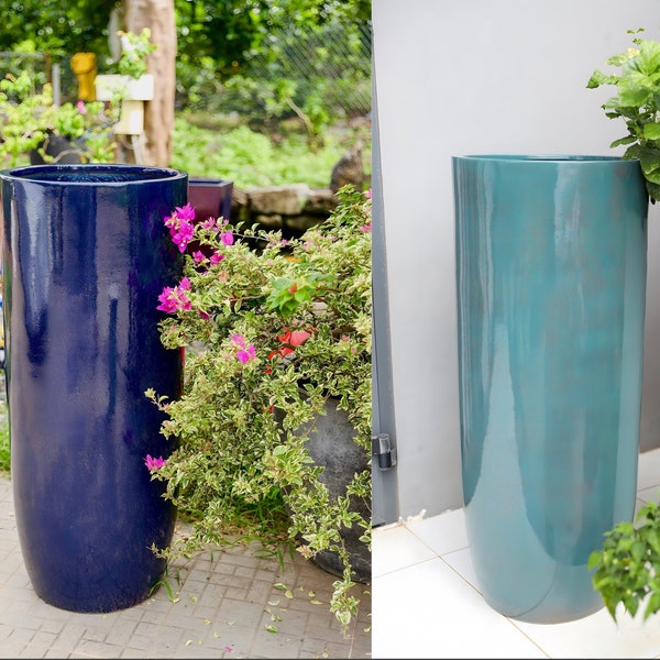 For Trees Michigan Dunes" Tall Modern Round Flower Pot With Insert Set ...